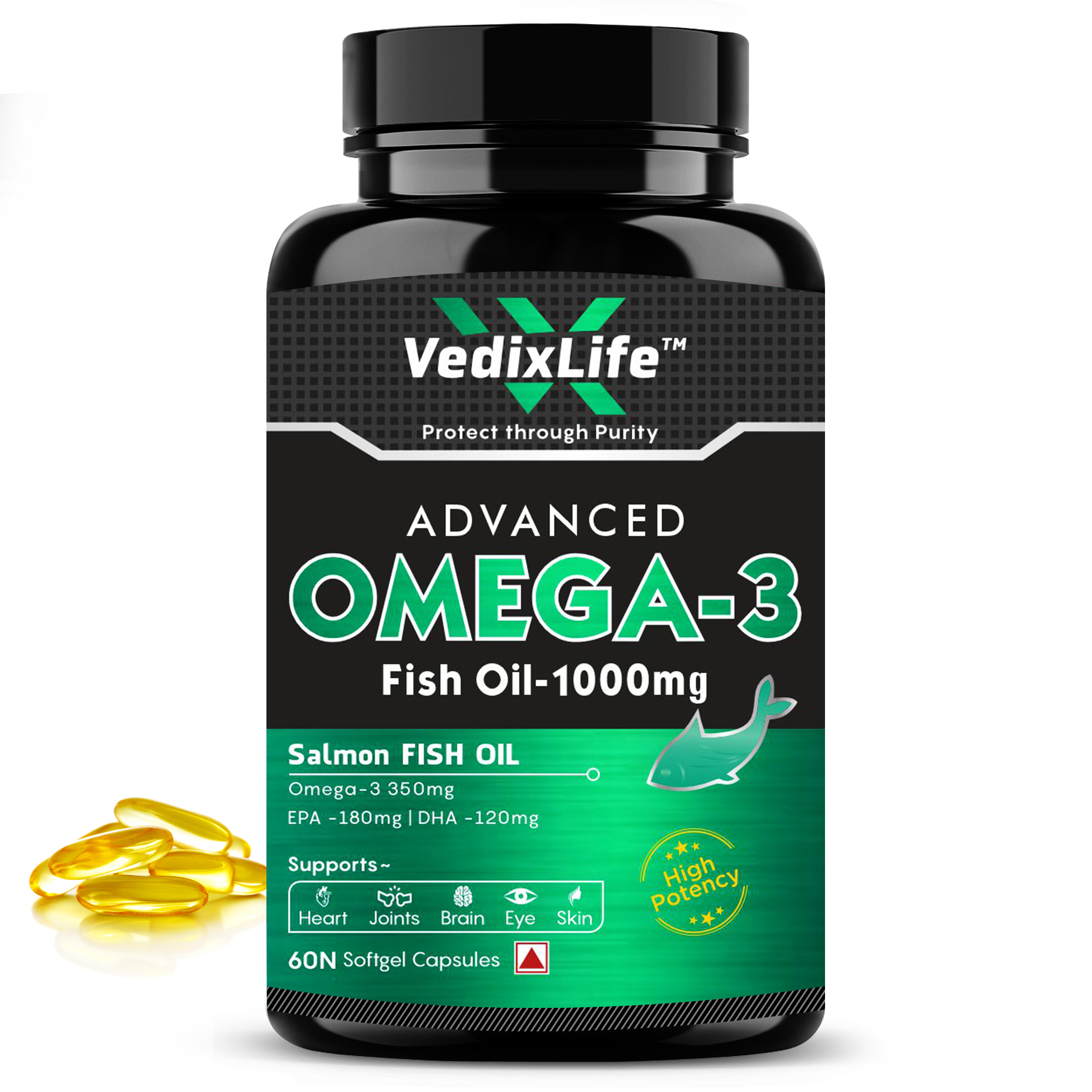 Omega 3 Fish Oil Capsules 1x Vedix Life Omega 3 Fish Oil Capsules 1x Vedix Life
